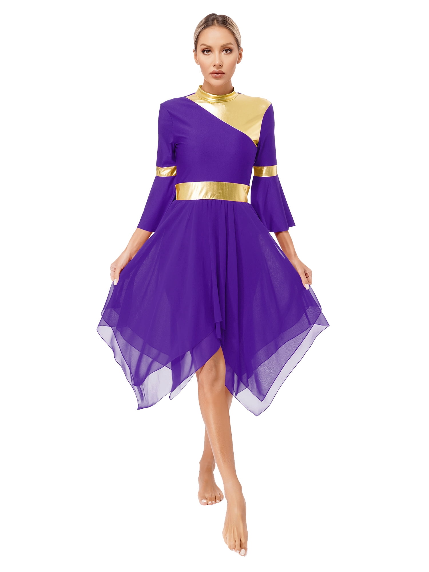 Fldy Liturgical Praise Dancewear for Women Mock Neck Church Worship ...
