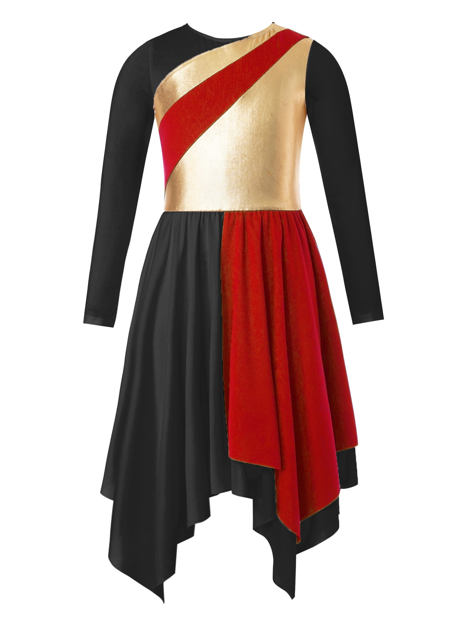 Fldy Long Sleeve Dance Dress for Girls Metallic Liturgical Worship ...