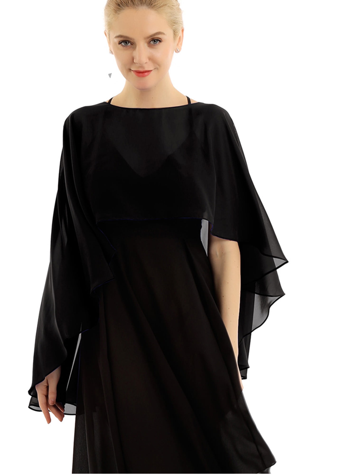 Fldy Woman Chiffon Cape Wrap Shawl Capelet Poncho Bridesmaid Shrug ...