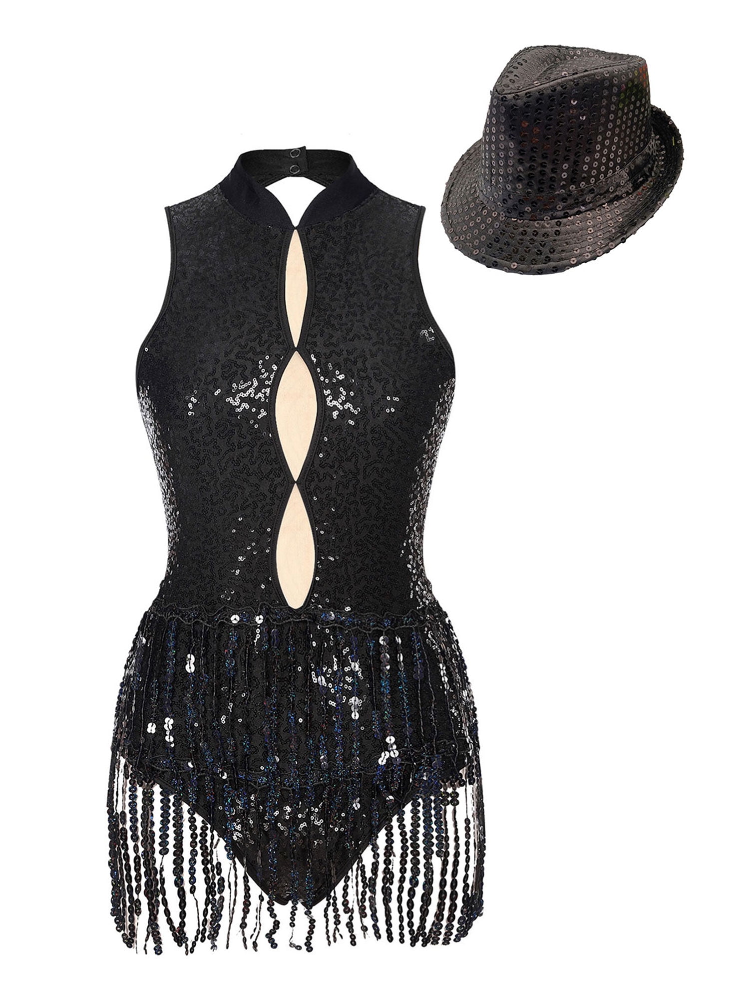 Fldy Women Jazz Latin Dance Costume Fringe Samba Dress Sequin Tassel ...