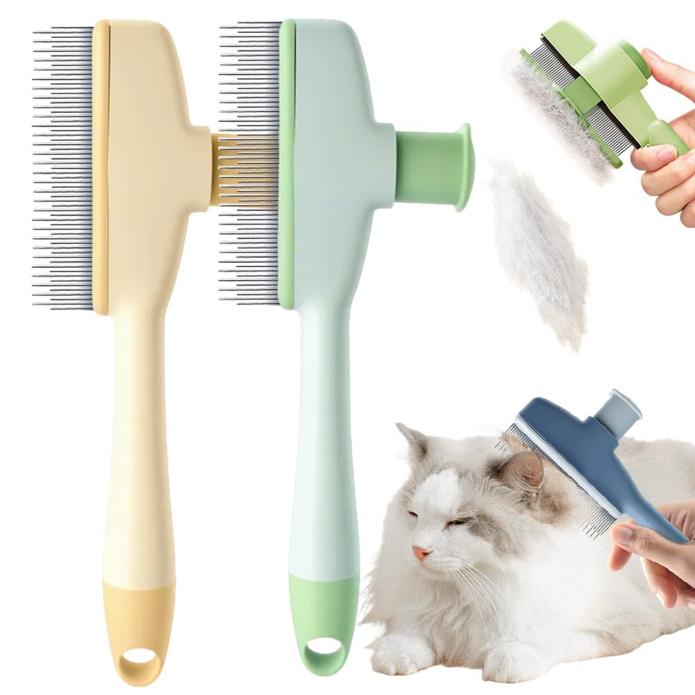 Flea Comb for Cats & Dogs, 2025 New Pet Hair Removal Comb with Release ...