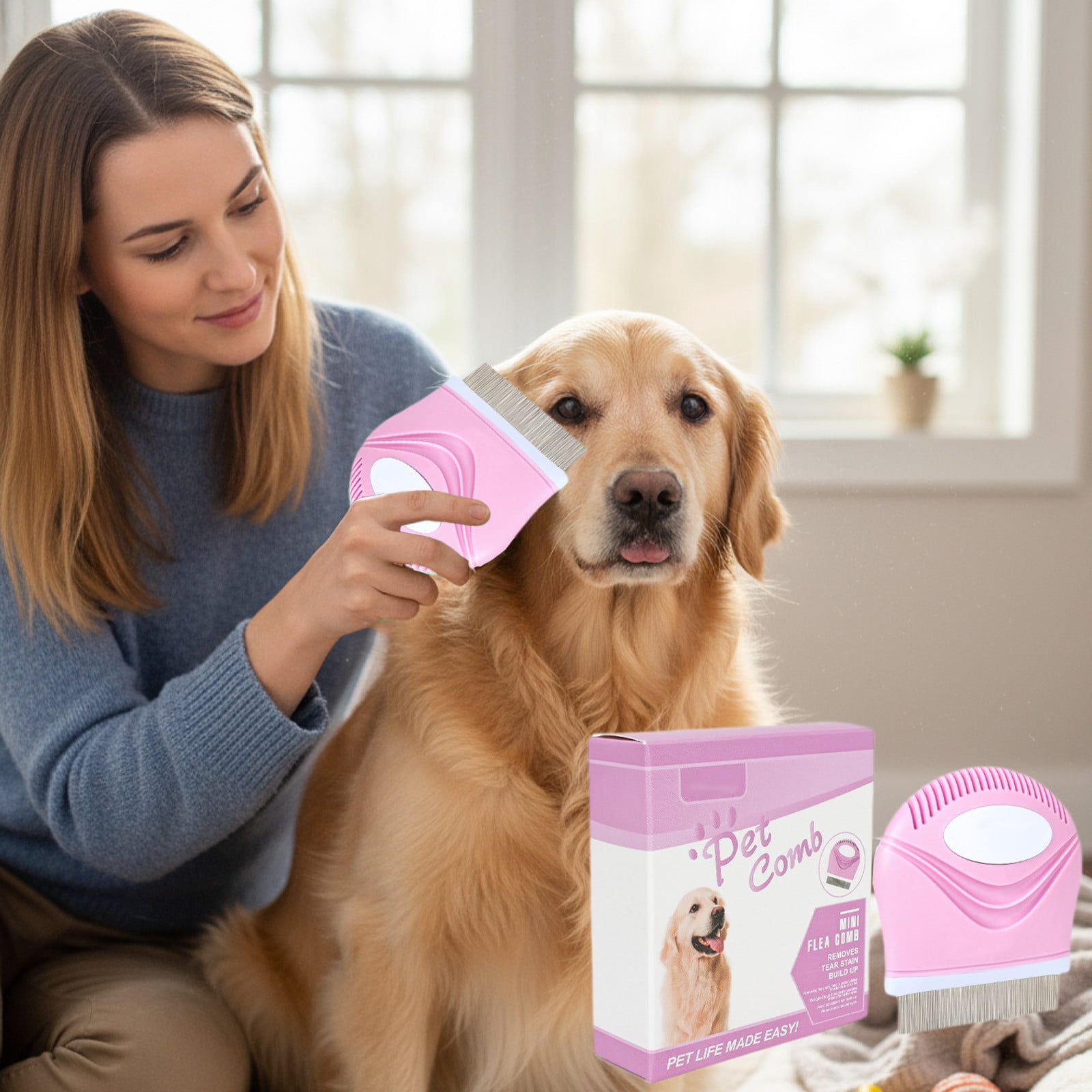 Flea Comb for Cats and Dogs, Fine Tooth Stainless Steel Pet Grooming ...