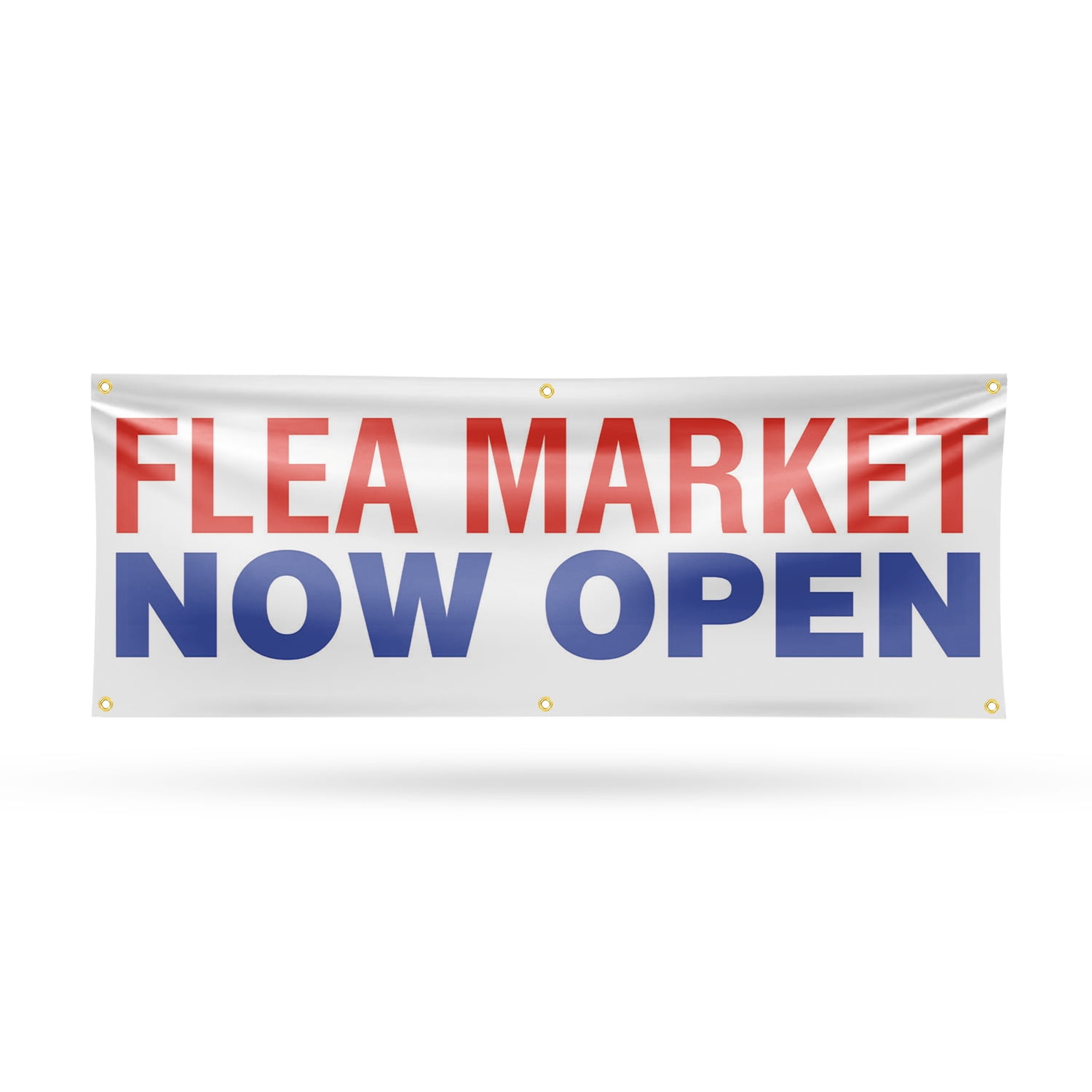 Flea Market Now Open Banner Sign 24 Inch x 72 Inch | 13 oz Vinyl with ...