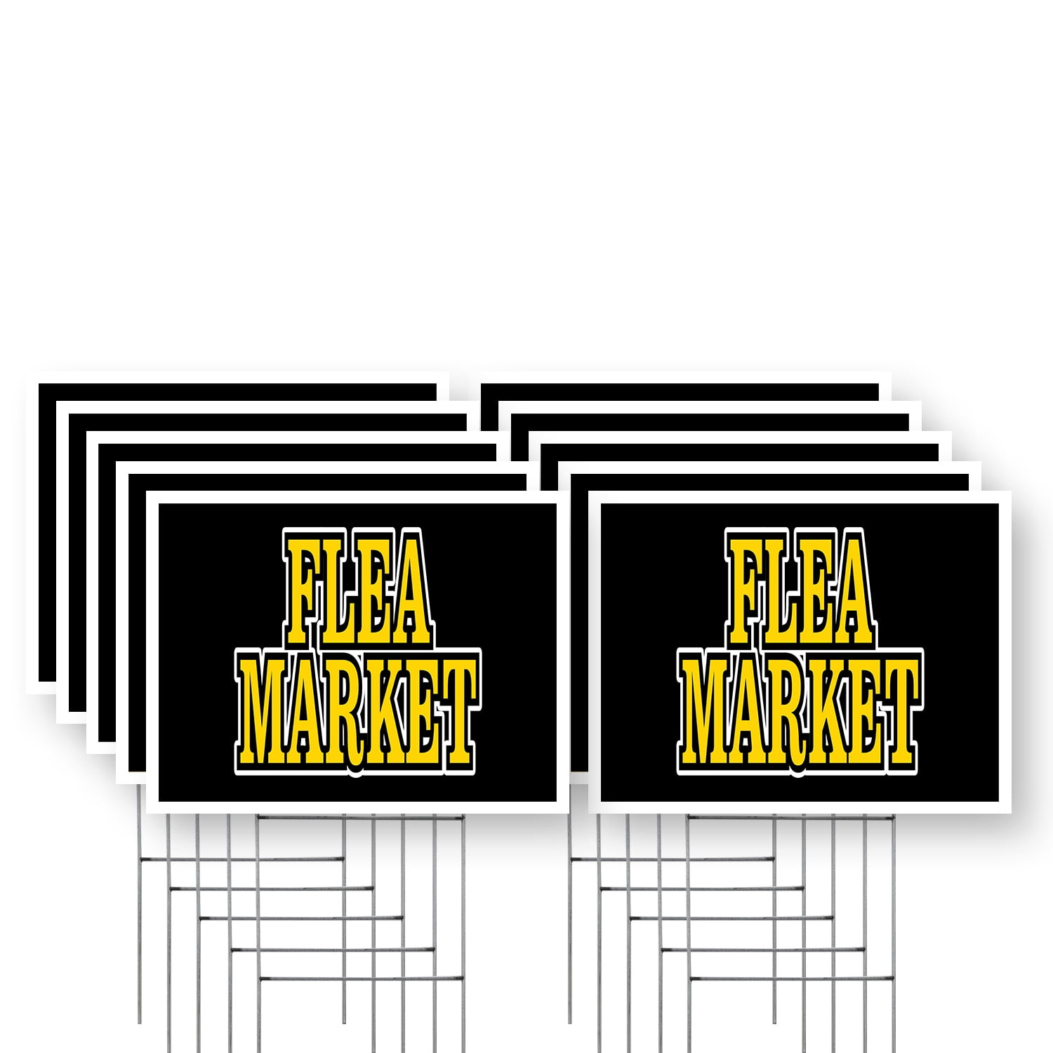 Flea Market Yard Sign 10 Pack of 12 Inch x 16 Inch Single Sided ...
