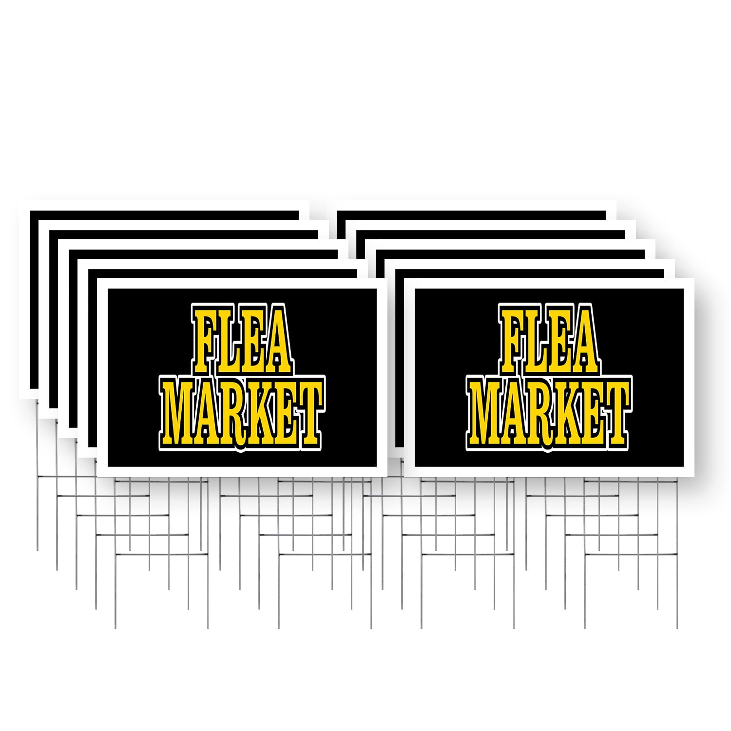 Flea Market Yard Sign 10 Pack of 24 Inch x 36 Inch Single Sided ...