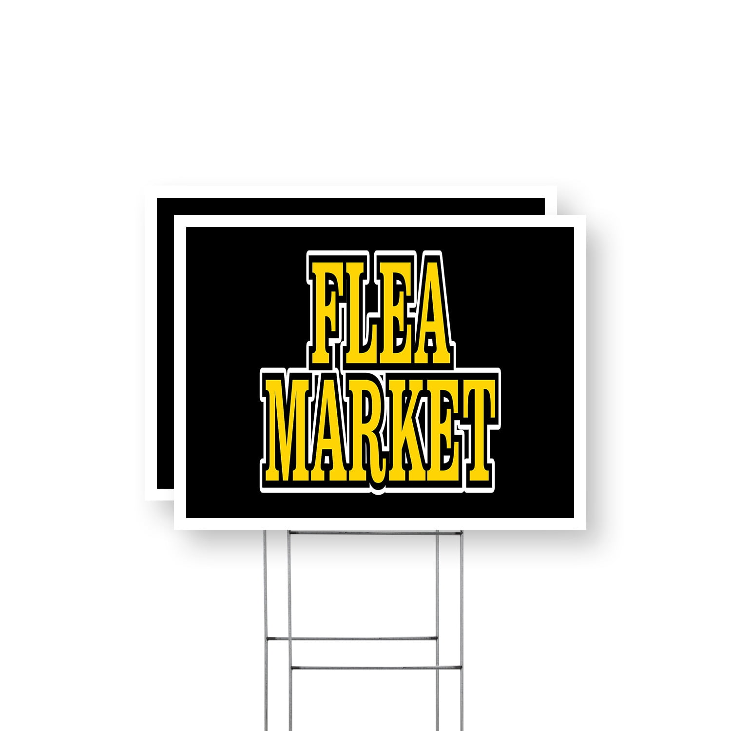 Flea Market Yard Sign 2 Pack of 12 Inch x 16 Inch Single Sided ...