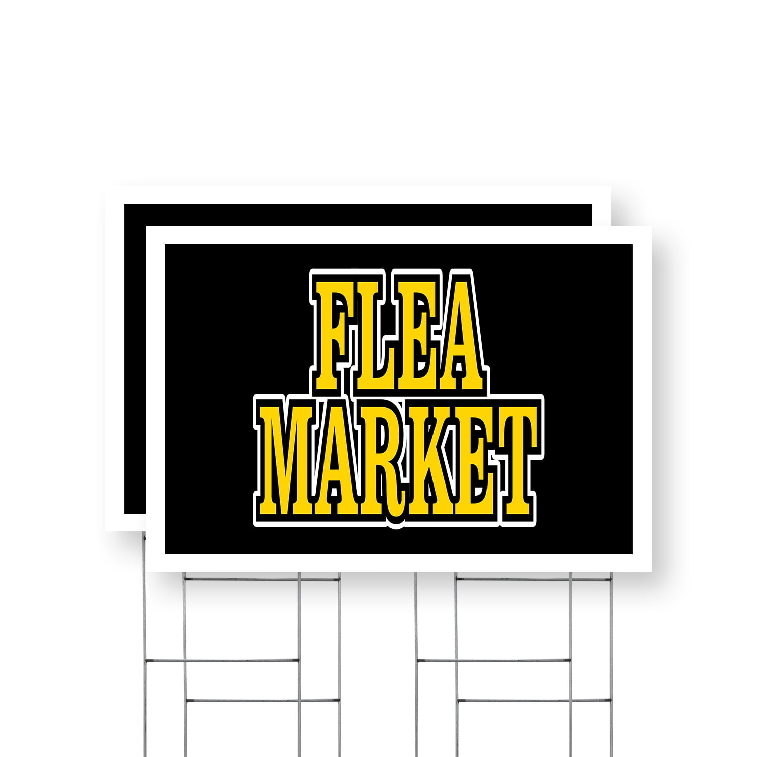 Flea Market Yard Sign 2 Pack of 24 Inch x 36 Inch Double Sided ...