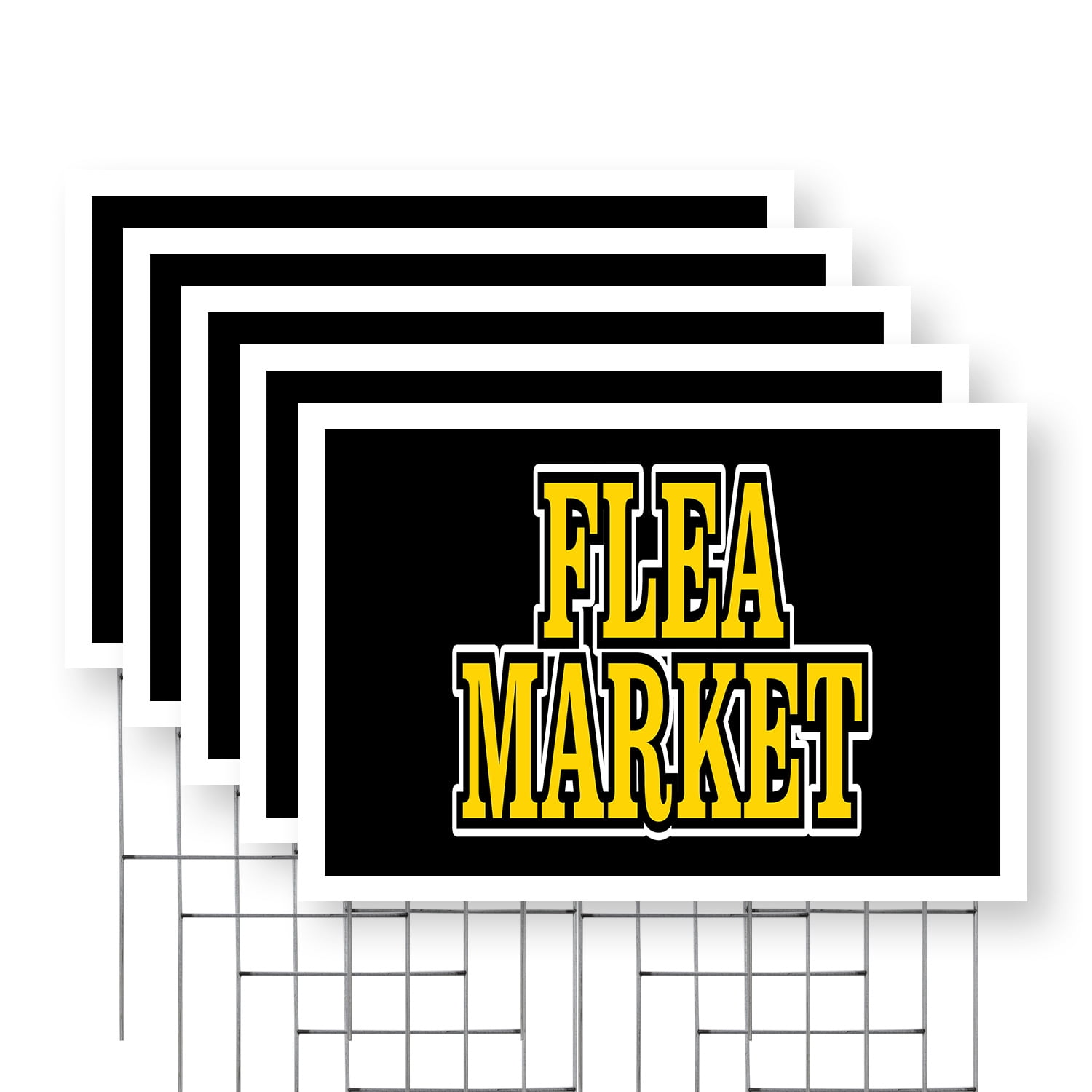 Flea Market Yard Sign 5 Pack of 24 Inch x 36 Inch Double Sided ...