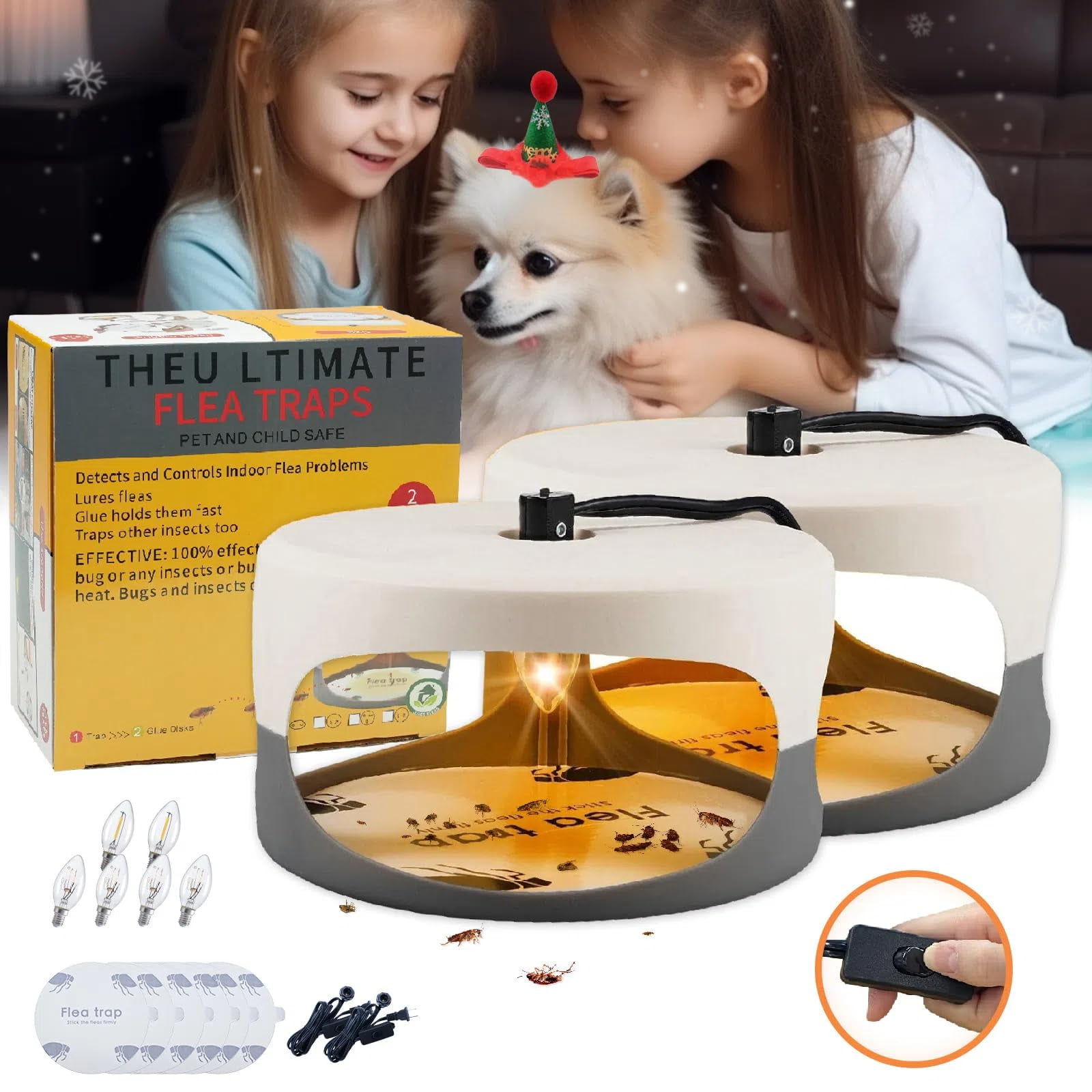 Flea Traps for Home Indoor Flea Light Trap Treatment with 6 Refills & 6 ...