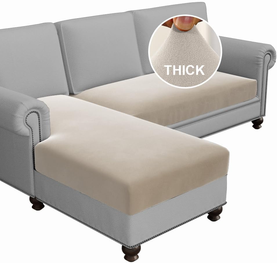 Fleece 2 Piece Sectional Couch Covers L Shape Stretch Couch Cushion