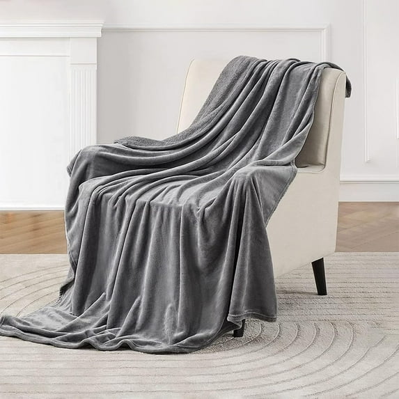 Fleece Blanket 60"x80" Grey - 300GSM Soft Cozy Plush Fuzzy Flannel Bed ...