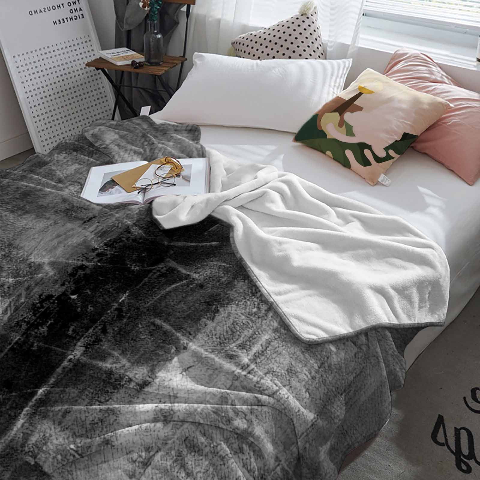 Fleece Blanket Abstract Black Vintage Texture Blankets, Soft Cozy Warm ...