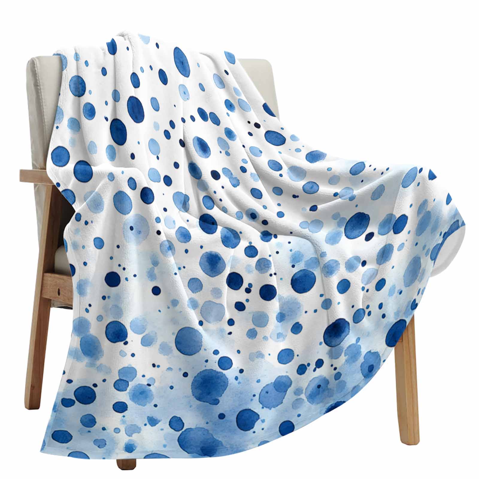 Fleece Blanket Abstract Blue Polka Dot Texture Blankets, Soft Cozy Warm ...