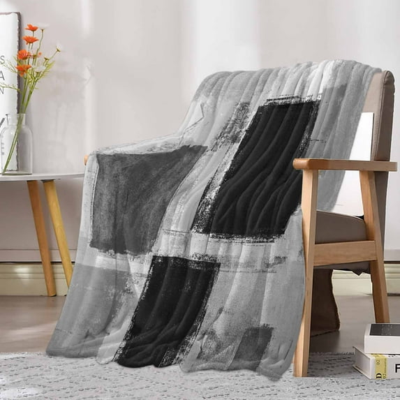 Fleece Blanket Abstract Color Block Paint Blankets, Soft Cozy Warm ...