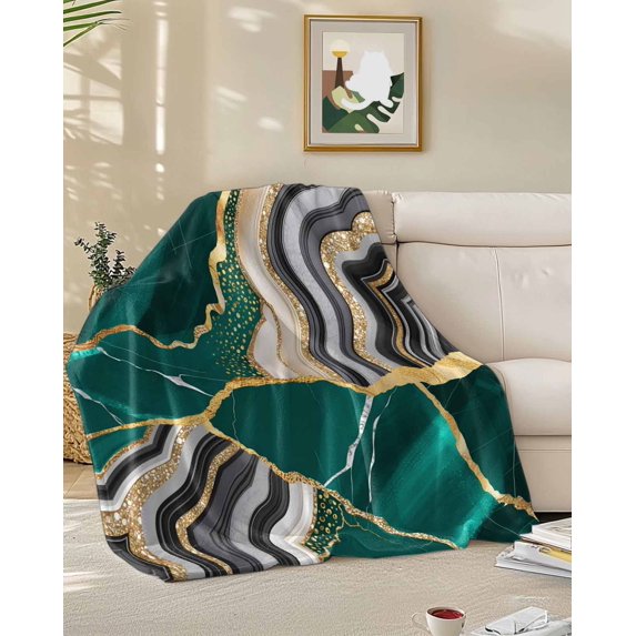 Fleece Blanket Abstract Flowing Marble Fluid Art Blankets, Soft Cozy ...