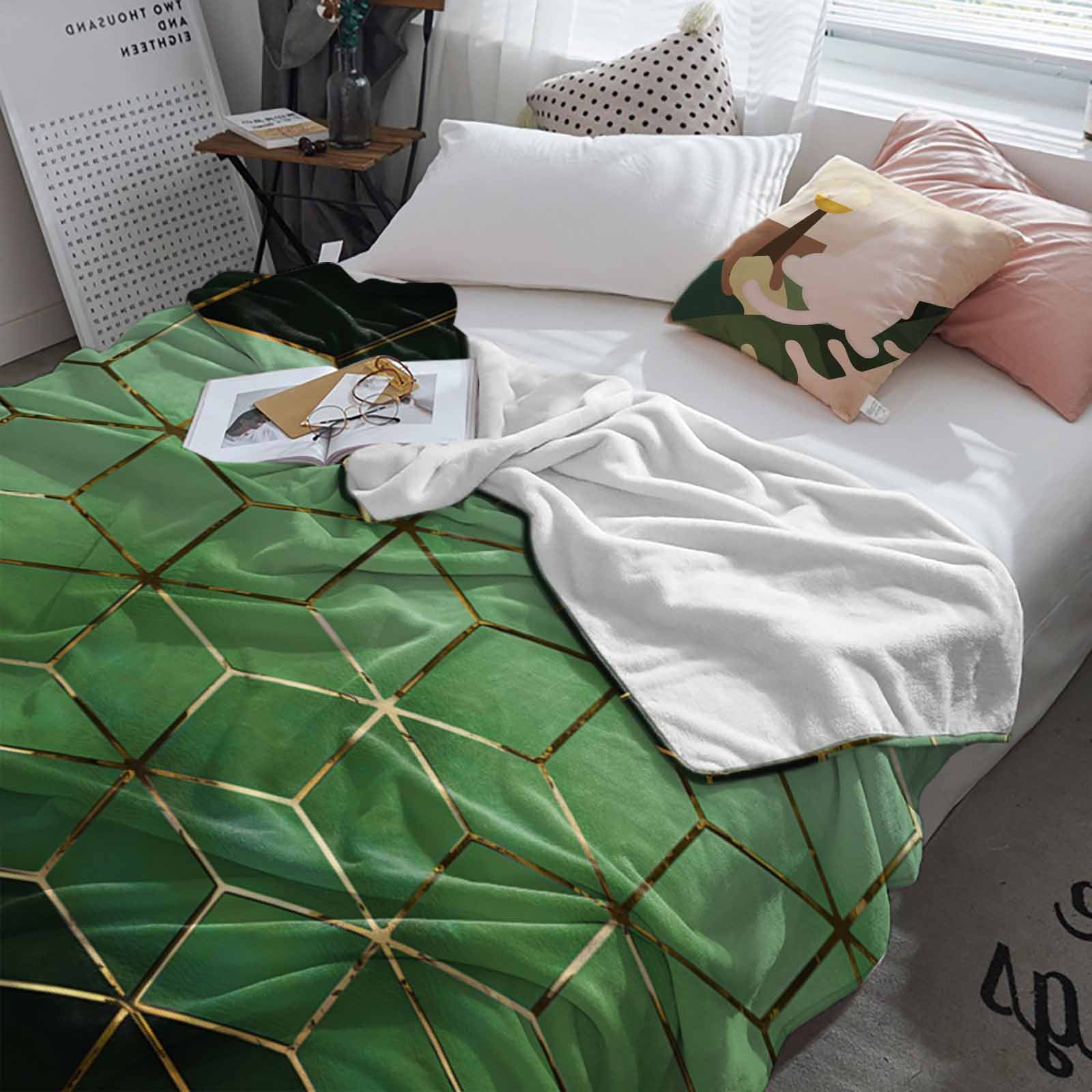 Fleece Blanket Abstract Green Gradient Diamond Blankets, Soft Cozy Warm ...