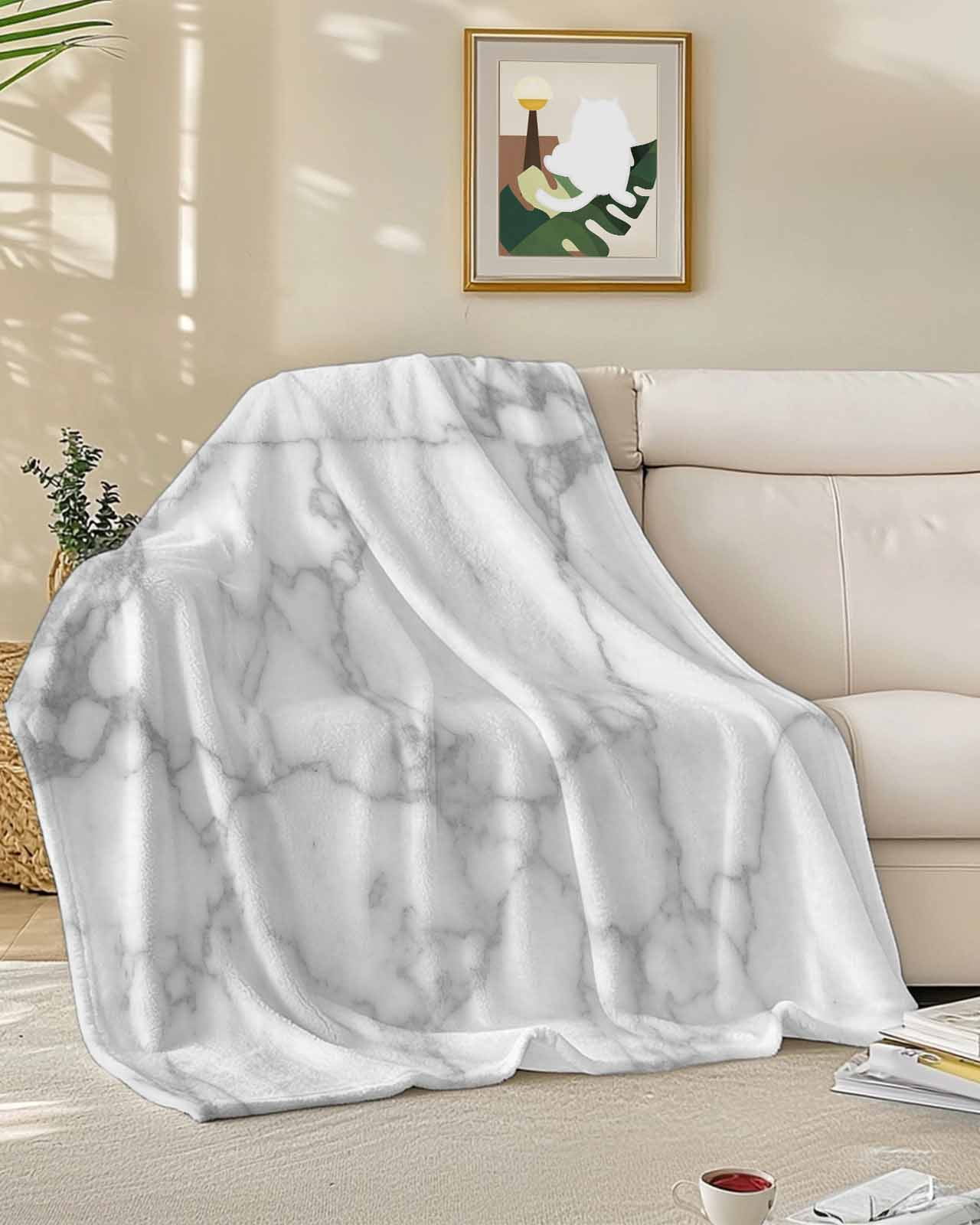 Fleece Blanket Abstract Marble Texture Blankets, Soft Cozy Warm Flannel ...