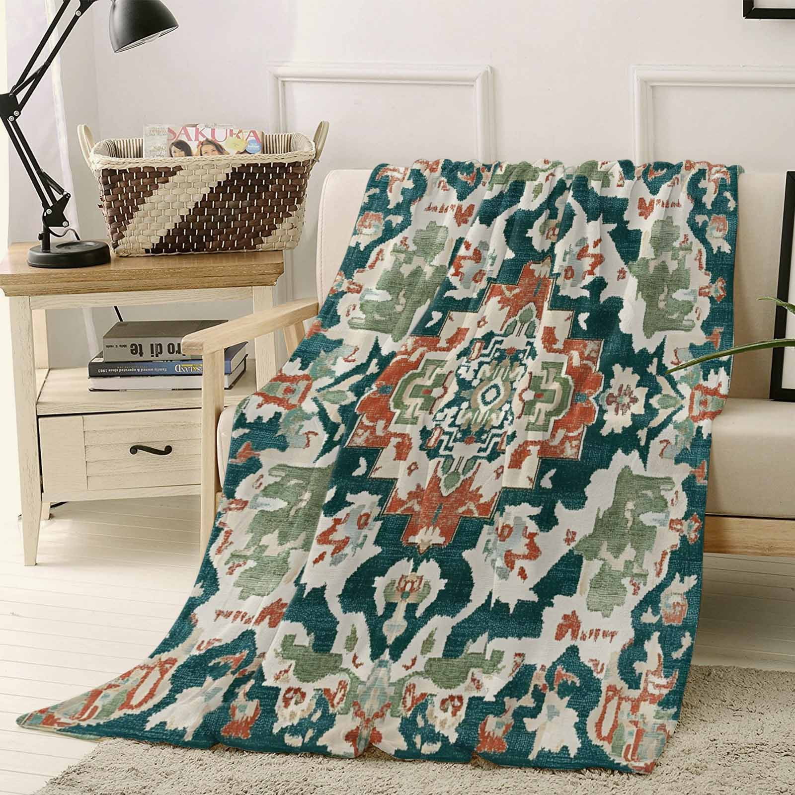 Fleece Blanket Abstract Medieval Flowers Blankets, Soft Cozy Warm ...