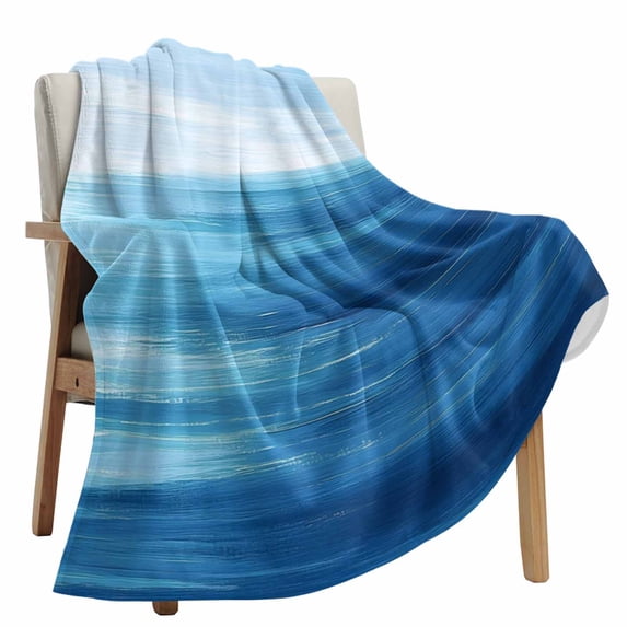 Fleece Blanket Abstract Minimalism Blue Ocean Waves Blankets, Soft Cozy ...