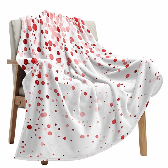 Fleece Blanket Abstract Red Polka Dot Blankets, Soft Cozy Warm Flannel ...