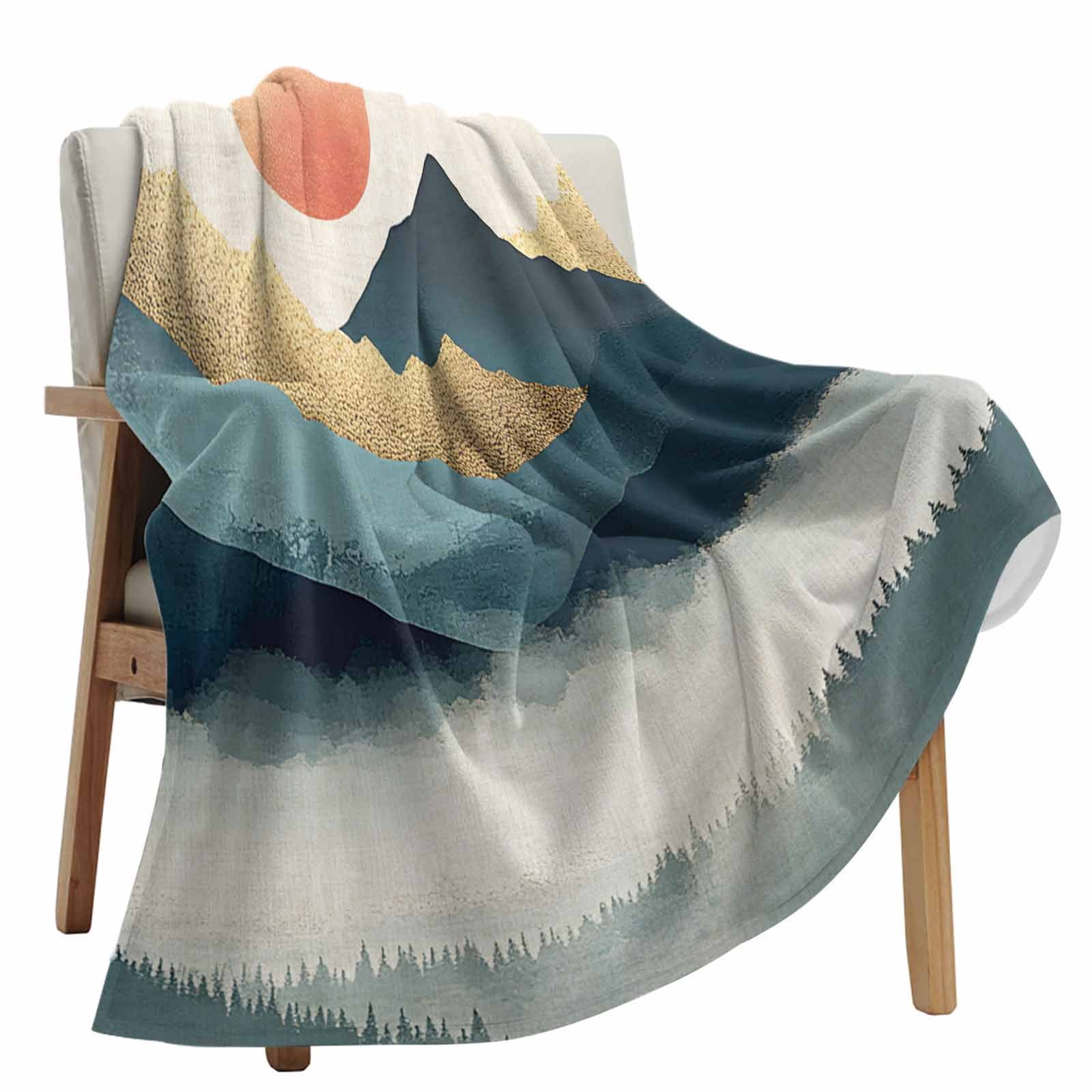 Fleece Blanket Abstract Sun Mountain Scenery Blankets, Soft Cozy Warm ...