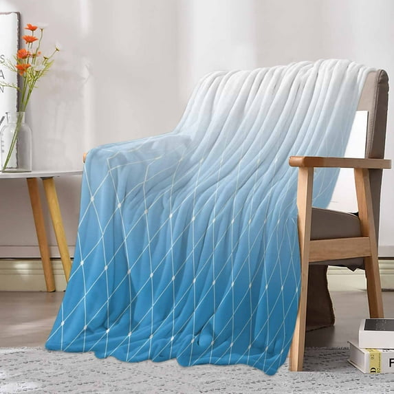 Fleece Blanket Blue Gradient Diamond Geometric Blankets, Soft Cozy Warm ...
