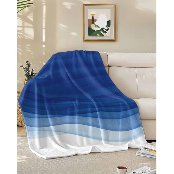 Fleece Blanket Blue Gradient Ripple Shadow Blankets, Soft Cozy Warm ...