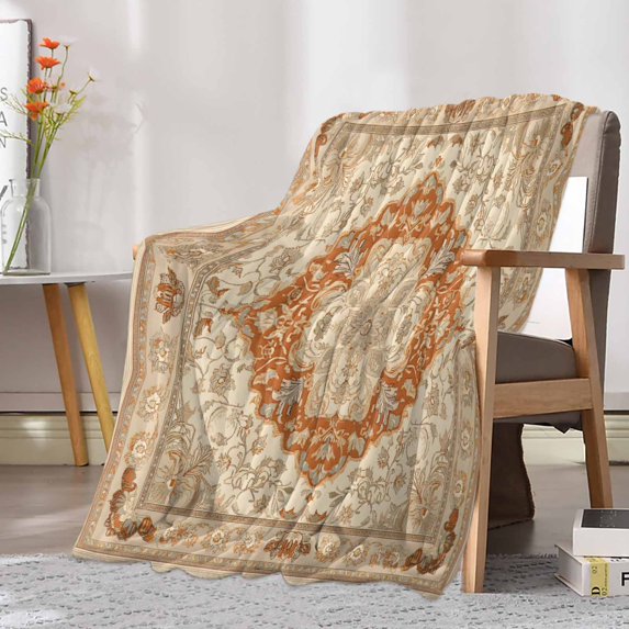 Fleece Blanket Bohemian Ethnic Traditional Flower Blankets, Soft Cozy ...