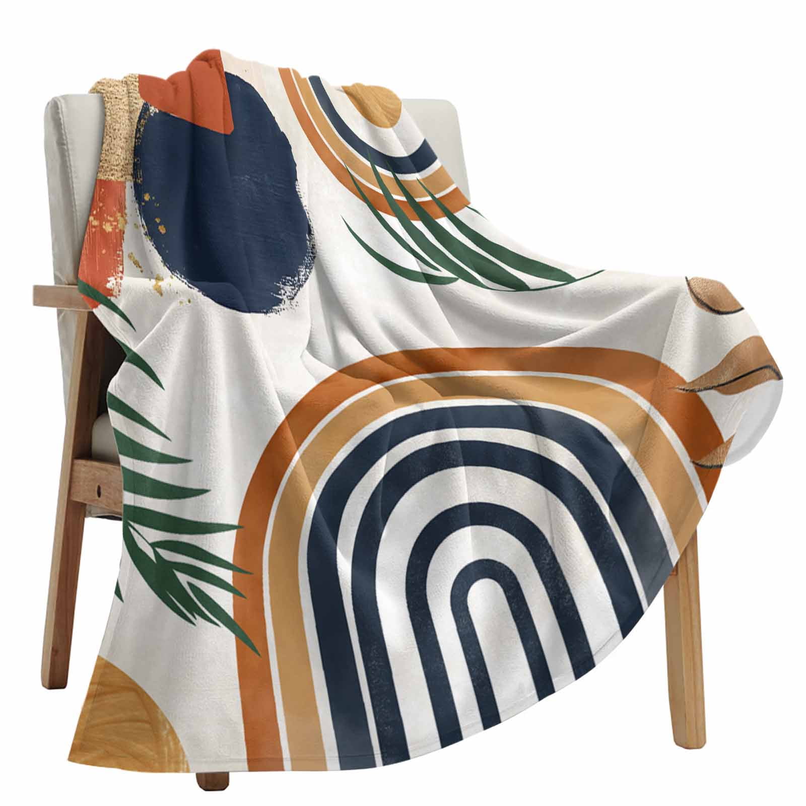 Fleece Blanket Boho Arch Sun Tropical Leaves Blankets, Soft Cozy Warm ...
