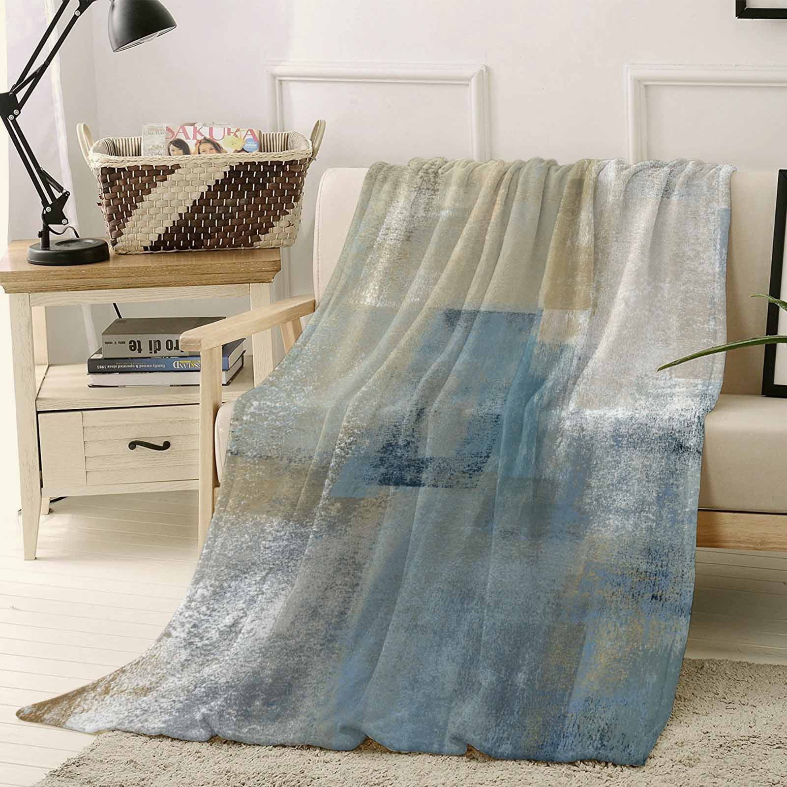 Fleece Blanket Brown Gradient Oil Painting Art Blankets, Soft Cozy Warm ...