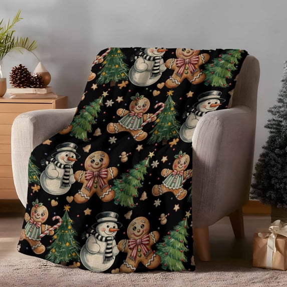 Fleece Blanket Christmas Trees on Black Blankets, Soft Cozy Warm ...