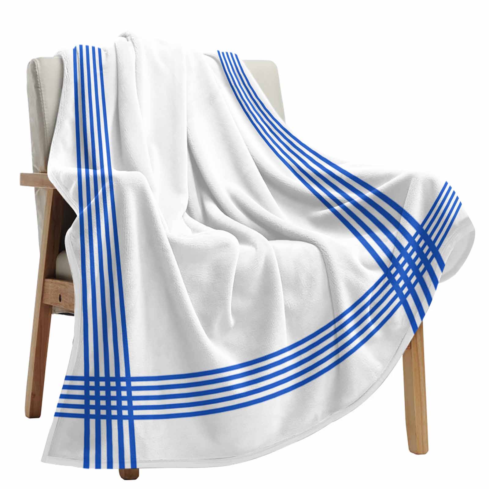 Fleece Blanket Classic Blue Striped Blankets, Soft Cozy Warm Flannel ...