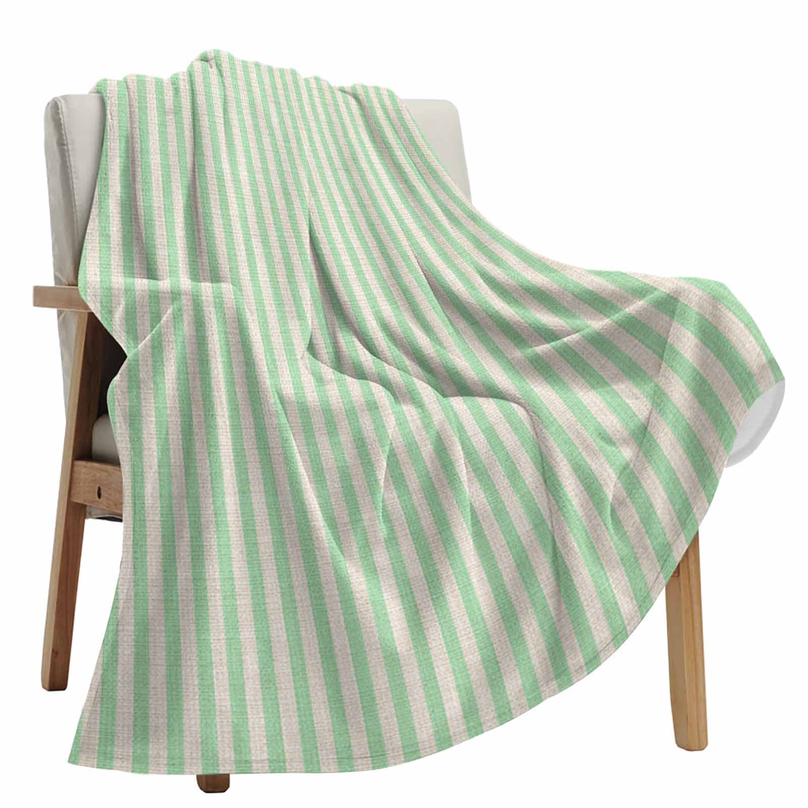 Fleece Blanket Classic Green Stripes Line Blankets, Soft Cozy Warm ...