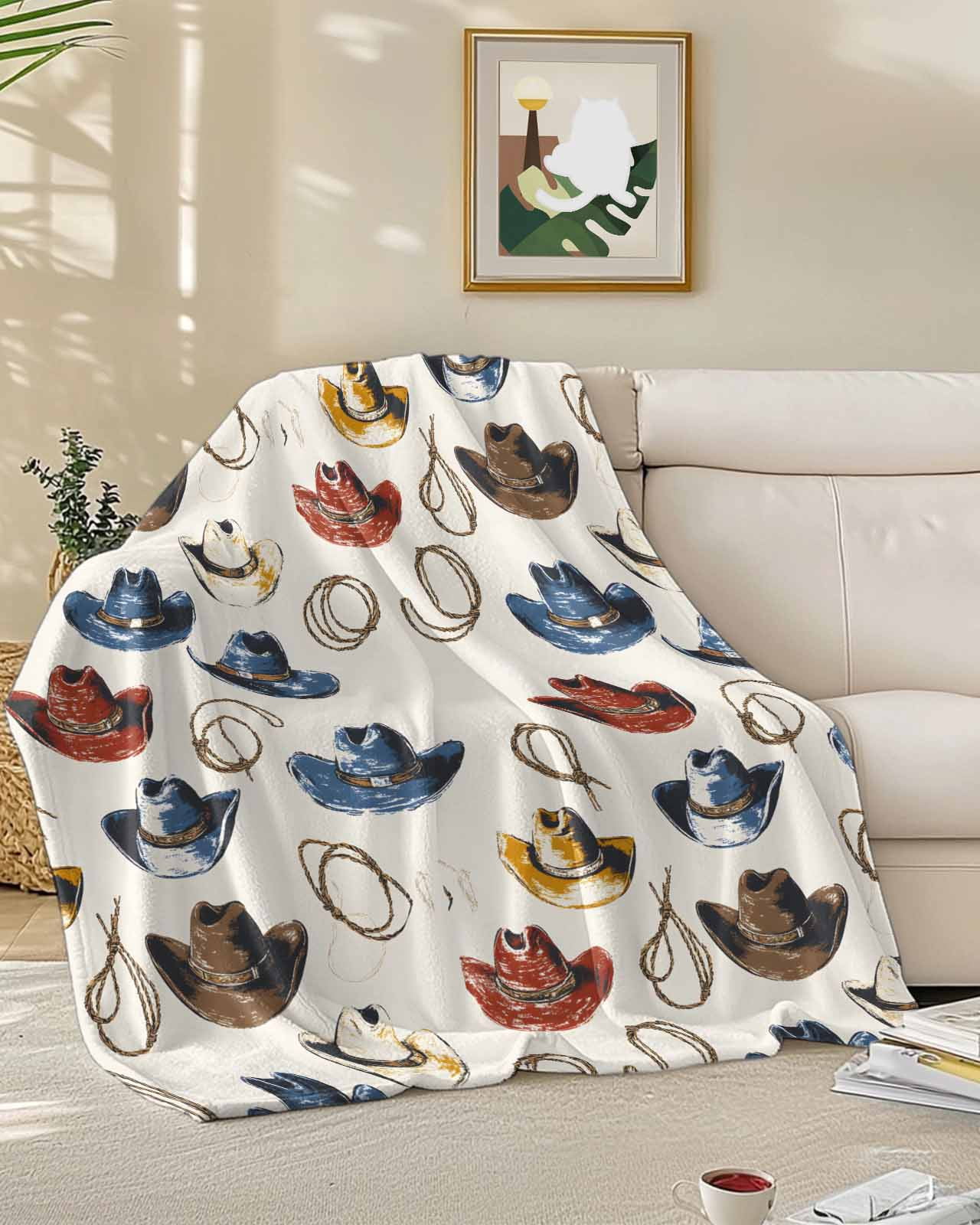 Fleece Blanket Classic Western Cowboy Desert Blankets, Soft Cozy Warm ...