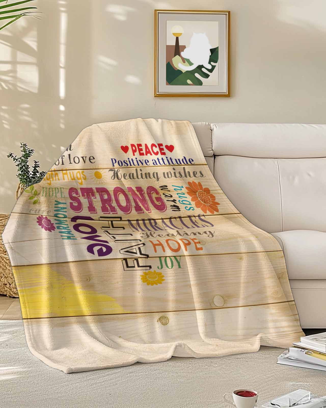 Fleece Blanket Colorful Inspiration Quotes Love Heart Design Blankets ...
