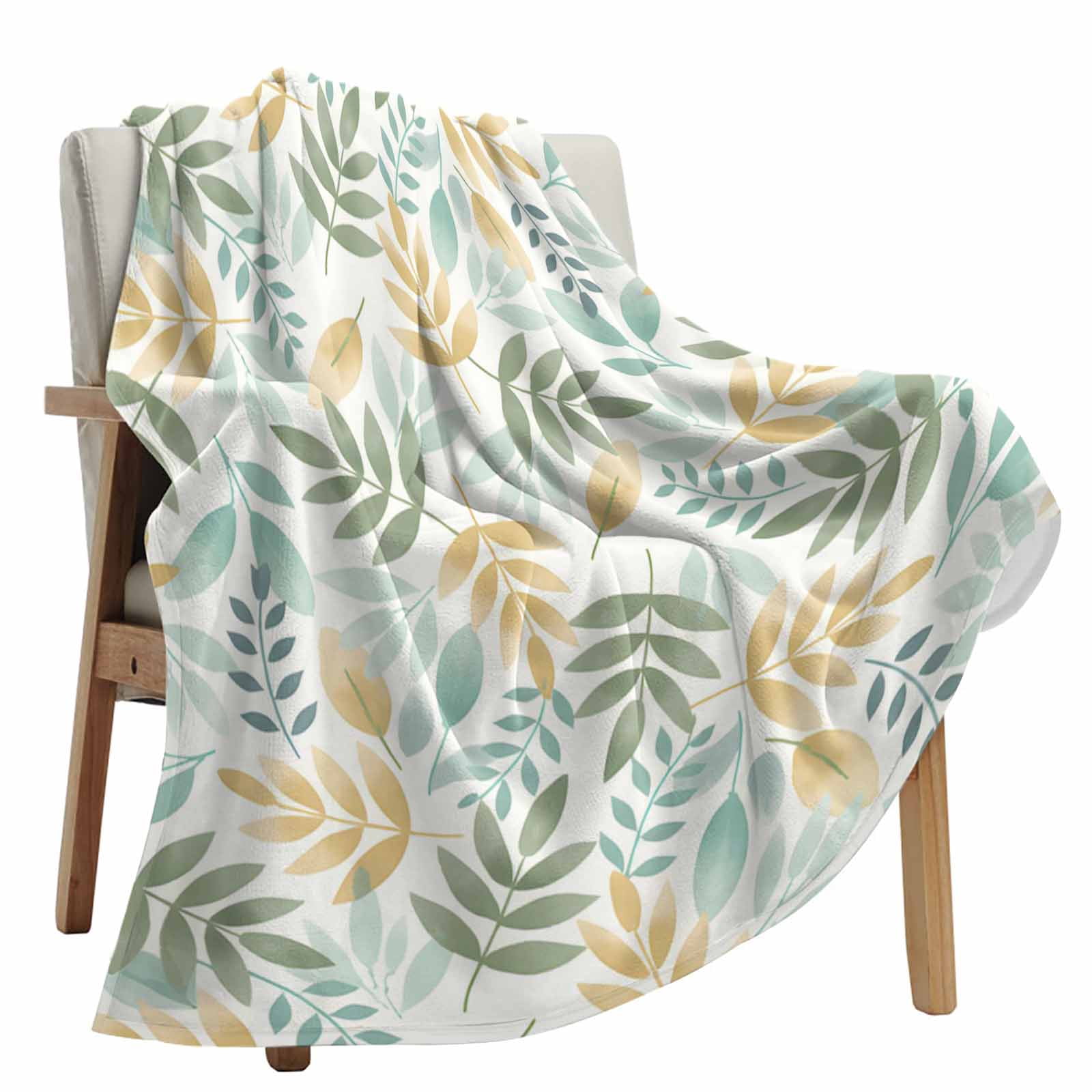 Fleece Blanket Country Watercolor Leaves Seamless Blankets, Soft Cozy ...