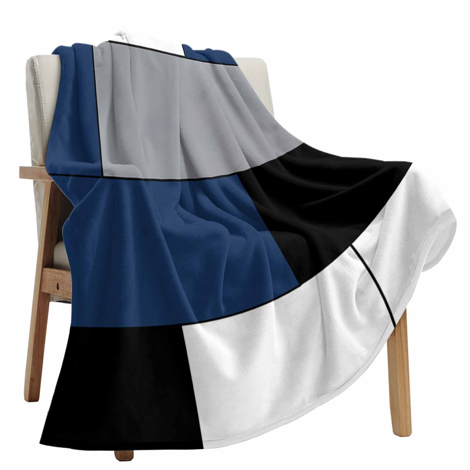 Fleece Blanket Dark Blue Color Block Abstract Geometric Blankets, Soft ...