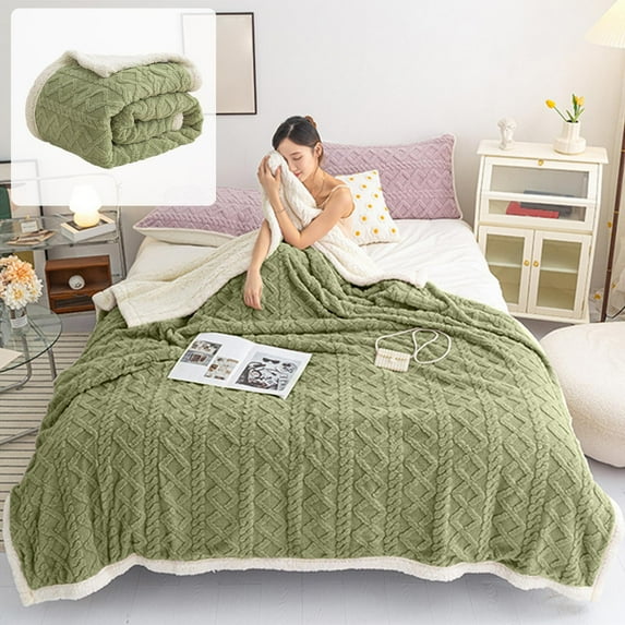 Fleece Blanket, Double-Layer Soft Throw, Reversible Taffeta and Plush ...
