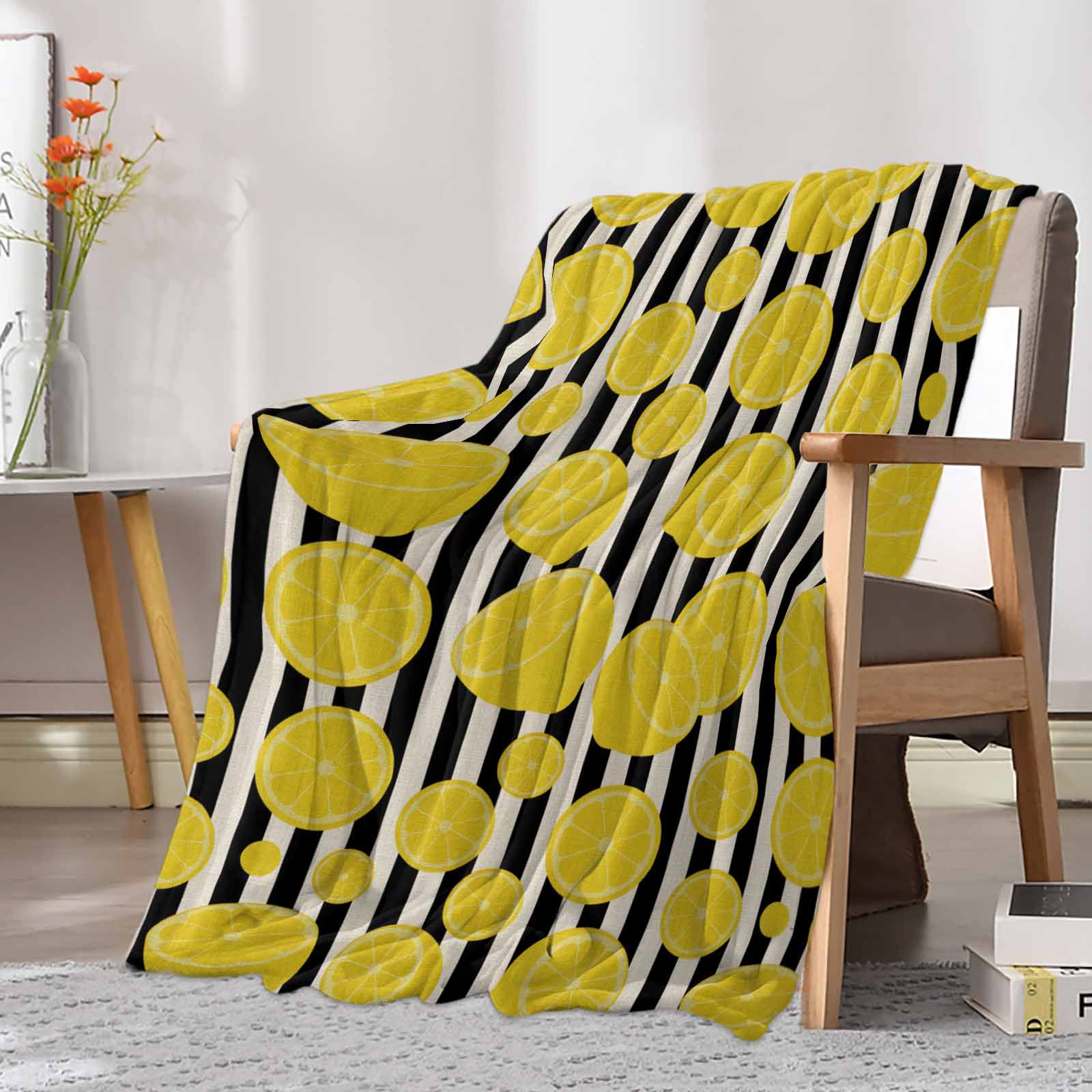 Fleece Blanket Farm Lemon Watercolor Blankets, Soft Cozy Warm Flannel ...