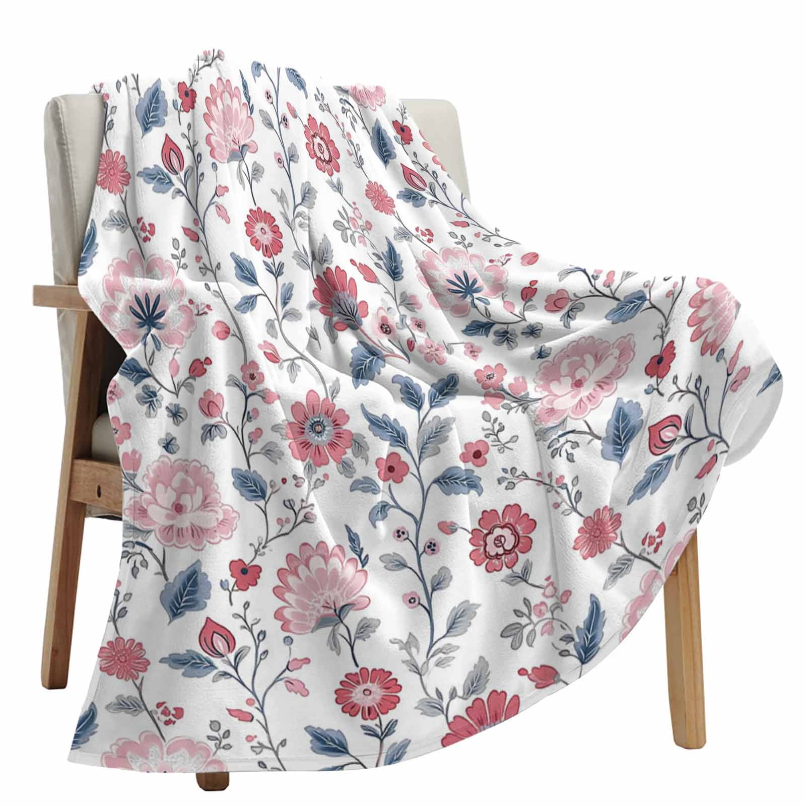 Fleece Blanket Farm Ombre Red Pink Floral Blankets, Soft Cozy Warm ...
