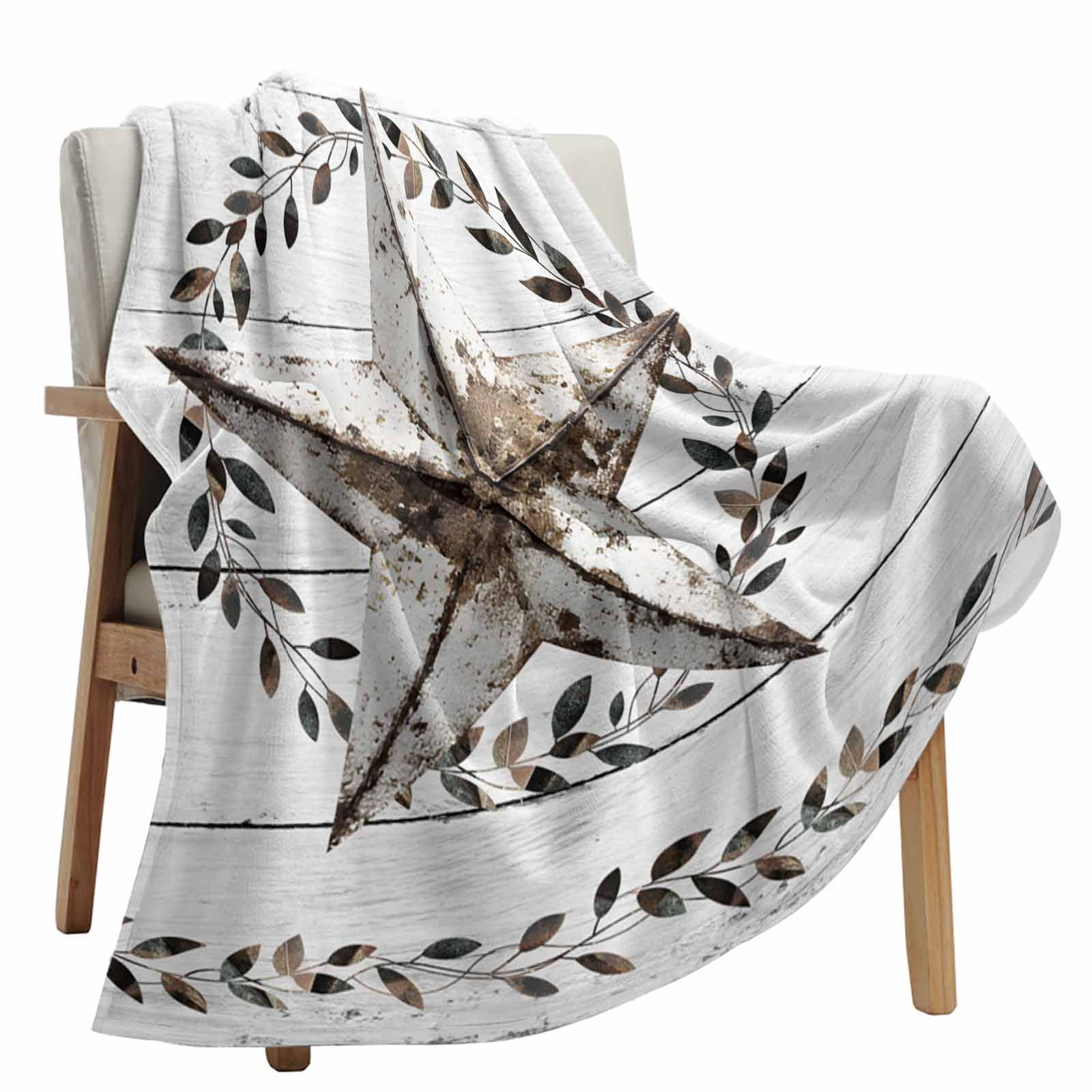 Fleece Blanket Farmhouse Retro Shabby Country Star Blankets, Soft Cozy ...