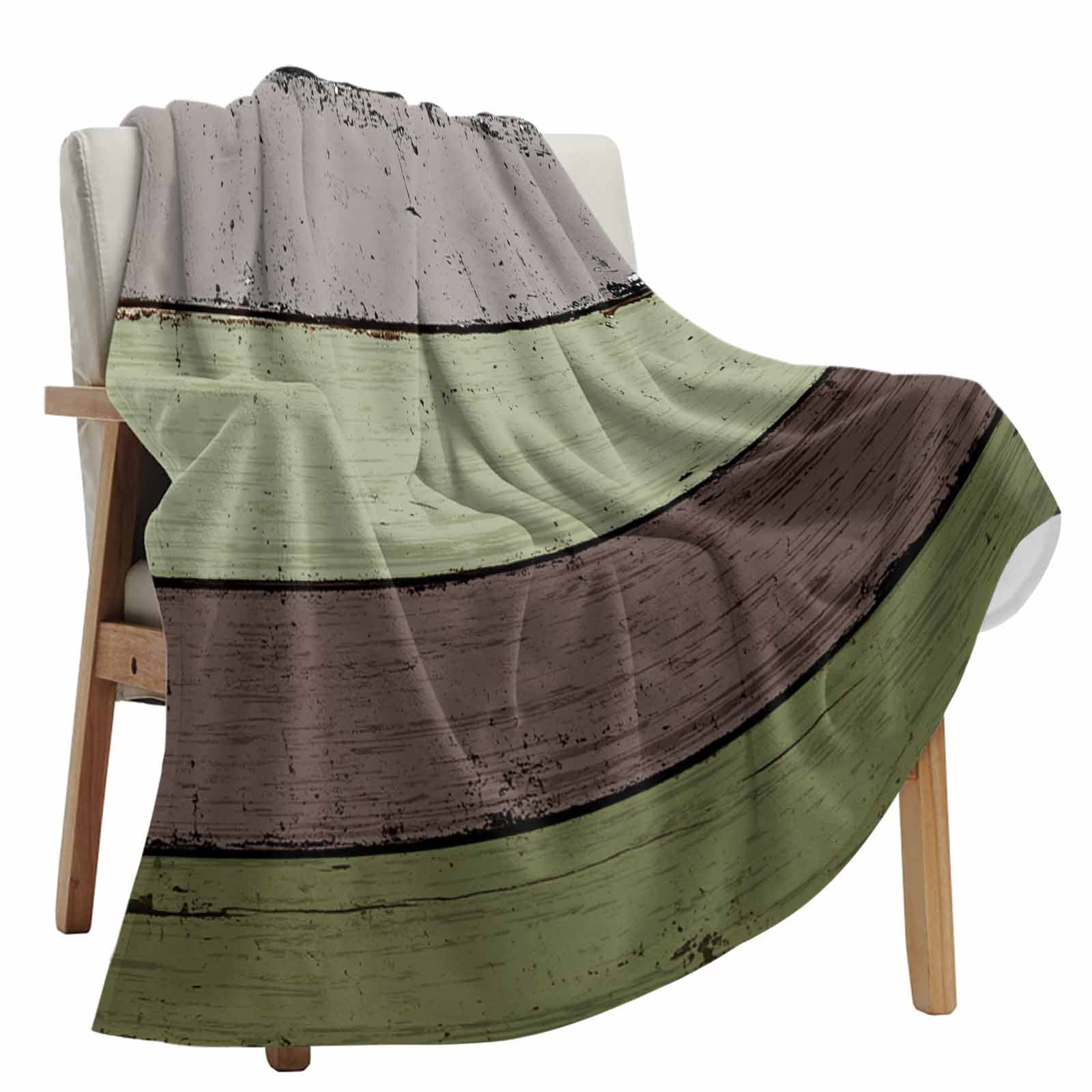 Fleece Blanket Farmhouse Sage Green Wood Board Blankets, Soft Cozy Warm ...