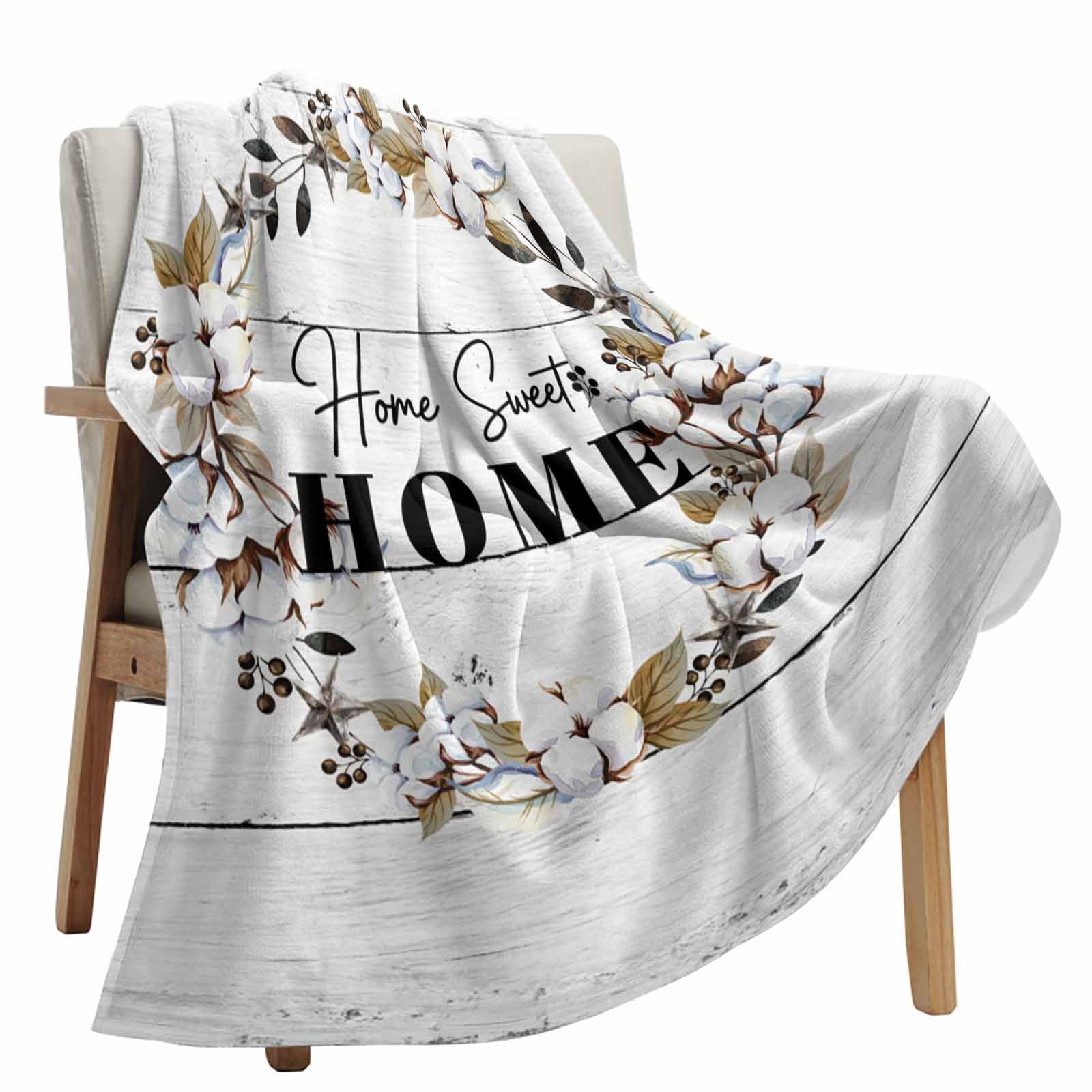 Fleece Blanket Farmhouse Wreath Berry Sweet Home Blankets, Soft Cozy ...