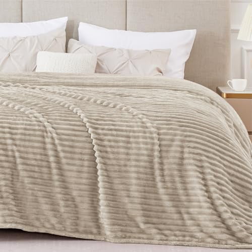Fleece Blanket Full Size – 3D Ribbed Jacquard Soft and Warm Decorative ...