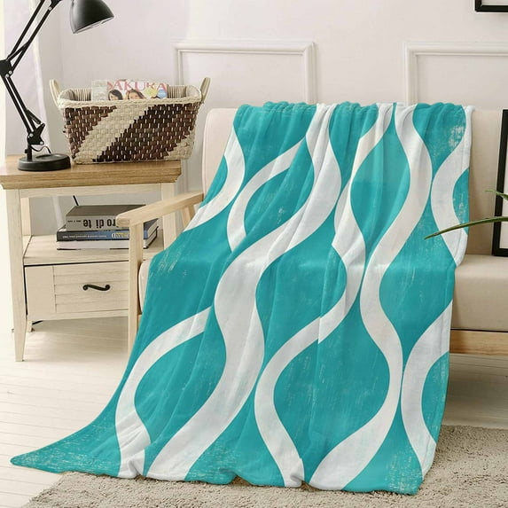 Fleece Blanket Geometric Abstract Wave Texture Blankets, Soft Cozy Warm ...