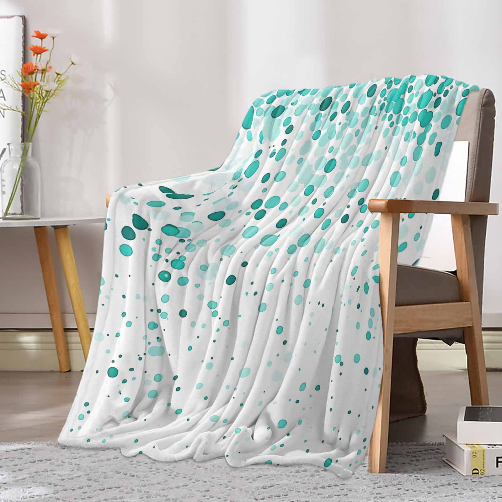 Fleece Blanket Gradient Watercolor Polka Dot Blankets, Soft Cozy Warm ...