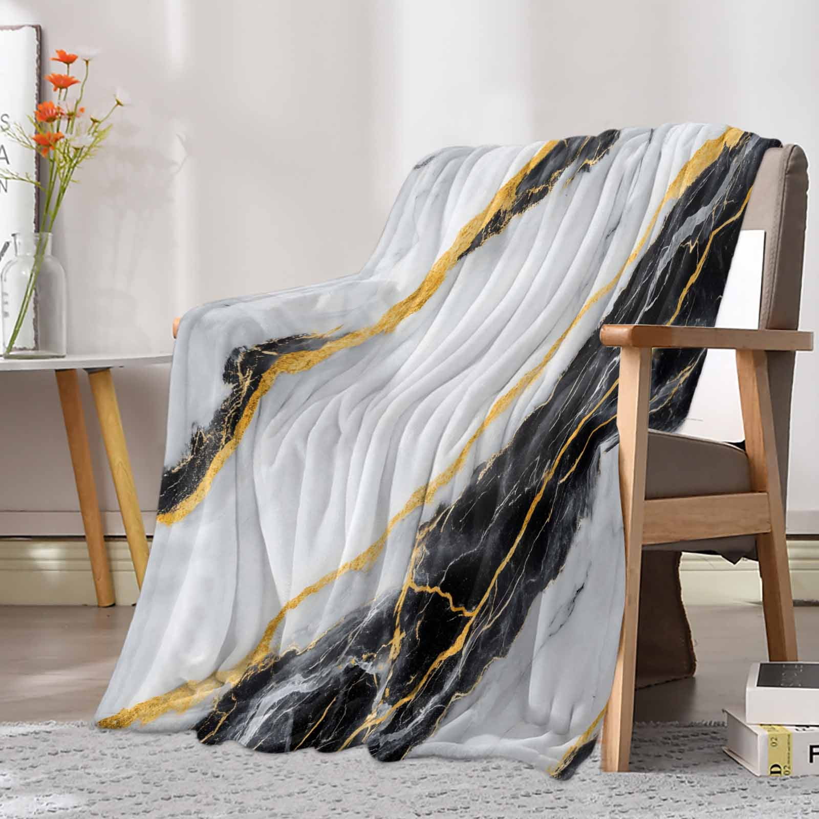 Fleece Blanket Grey Gradient Marble Abstract Art Blankets, Soft Cozy ...