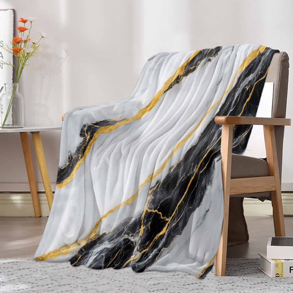 Fleece Blanket Grey Gradient Marble Abstract Art Blankets, Soft Cozy ...