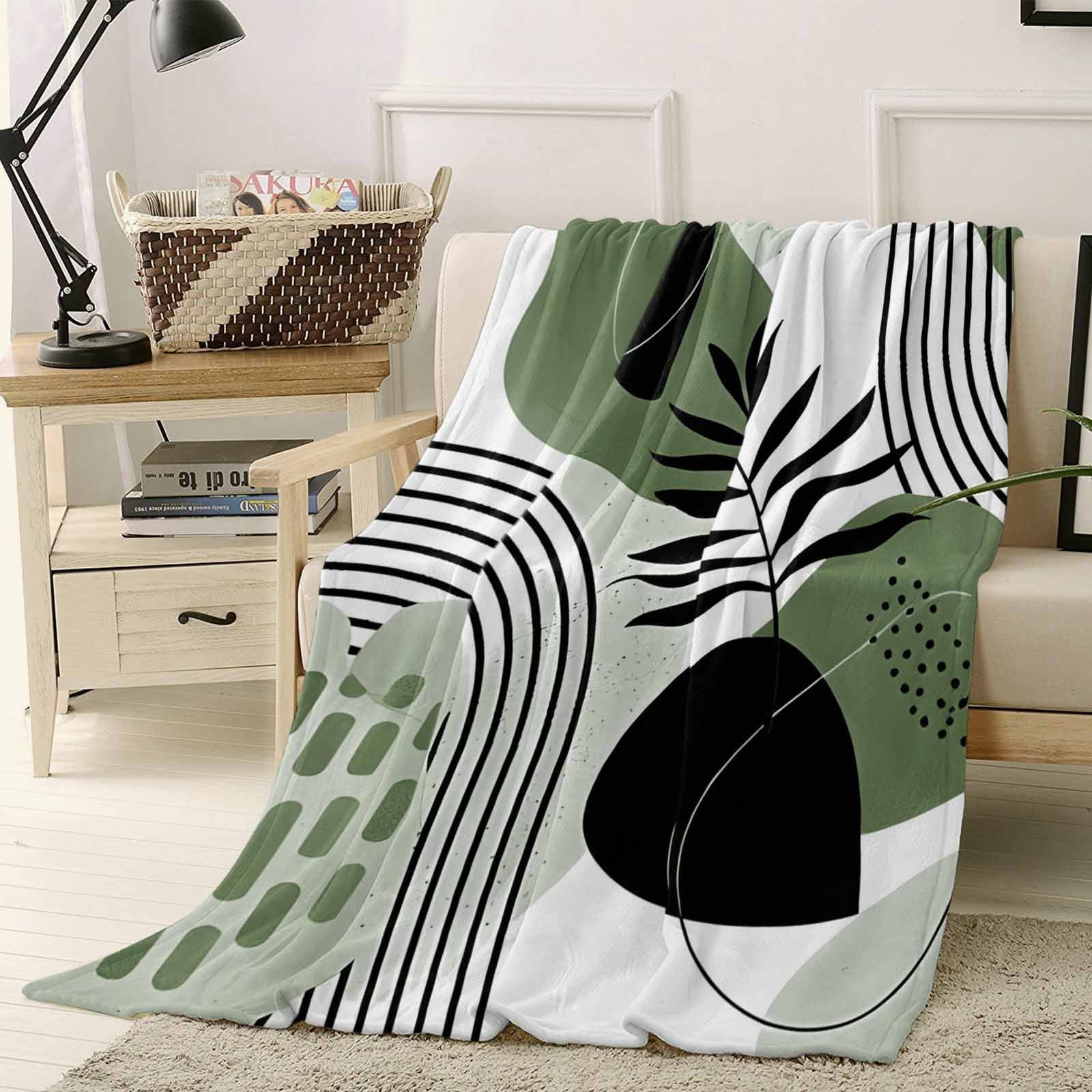 Fleece Blanket Mid Century Abstract Color Block Blankets, Soft Cozy ...