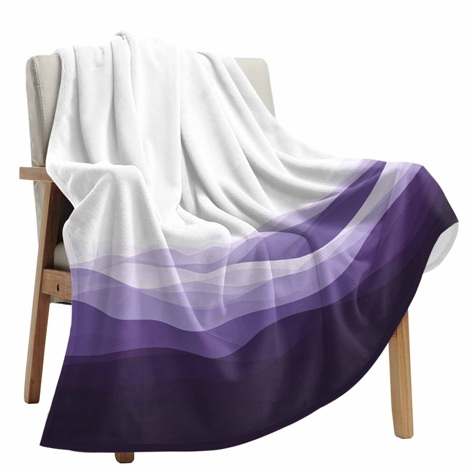 Fleece Blanket Purple Ombre Minimalist Wave Stripe Blankets, Soft Cozy ...